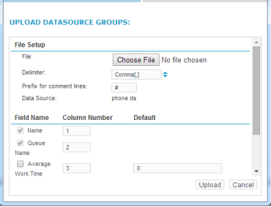 Uploading data source groups